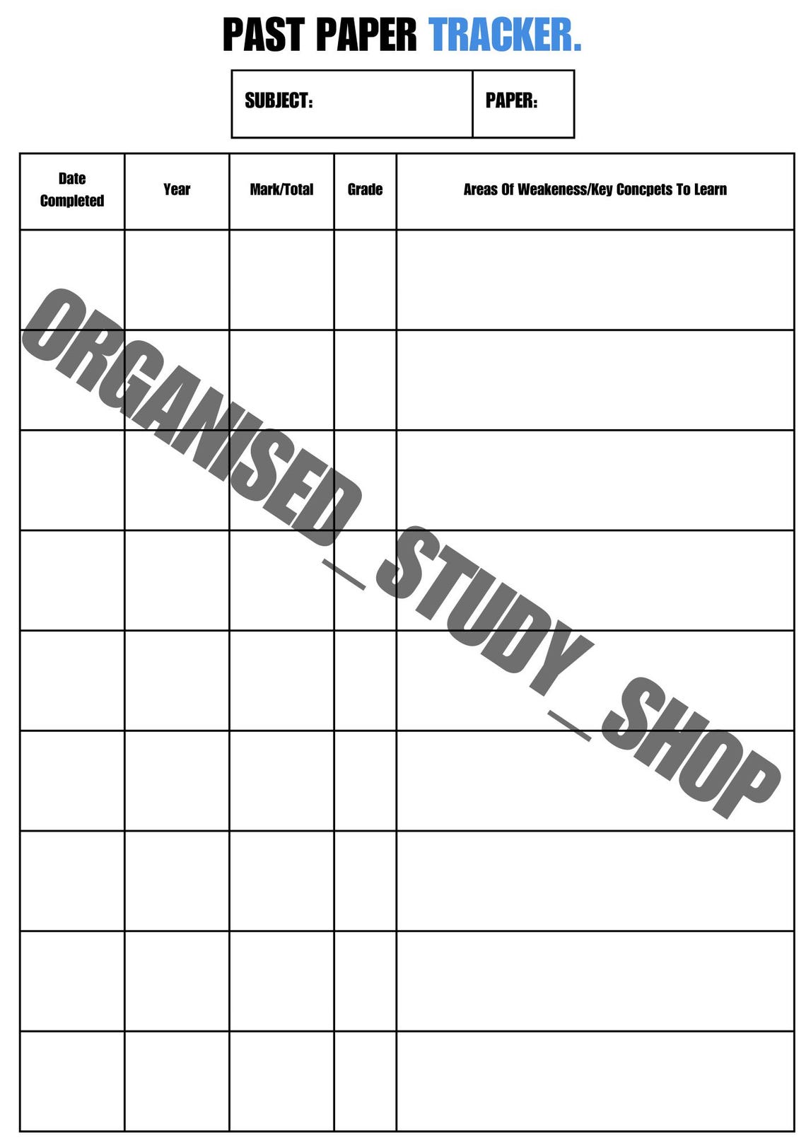 PAST PAPER TRACKER for Year 11/6th Form/university Students Preparing ...