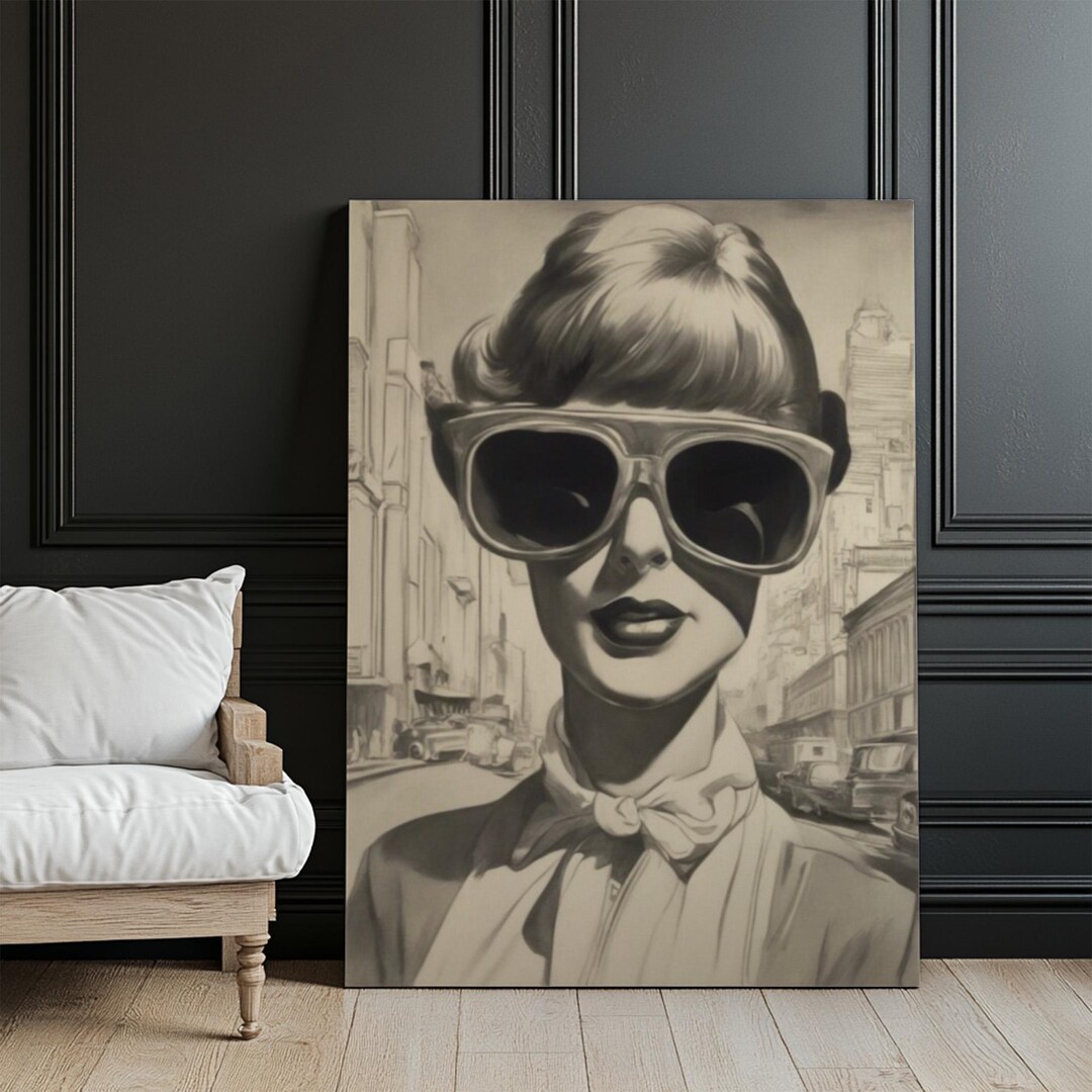 Cool Woman With A Pencil Drawing Appearance Painting, Portrait Canvas ...