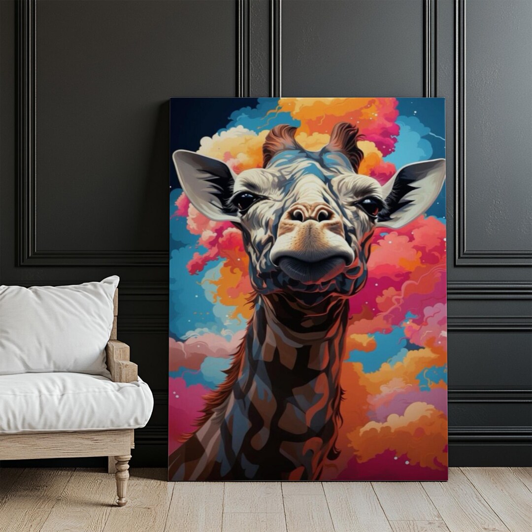 Cute Giraffe Painting, Large Wall Art, Framed Canvas Wall Art ...