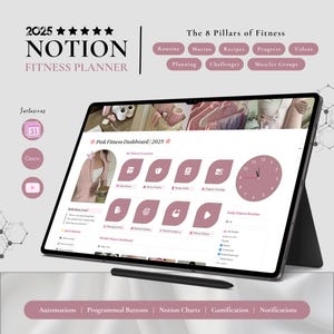 Notion Fitness Planner for Girls, Notion Exercise Planner 2025, Weight Tracker, Workout Planner ...
