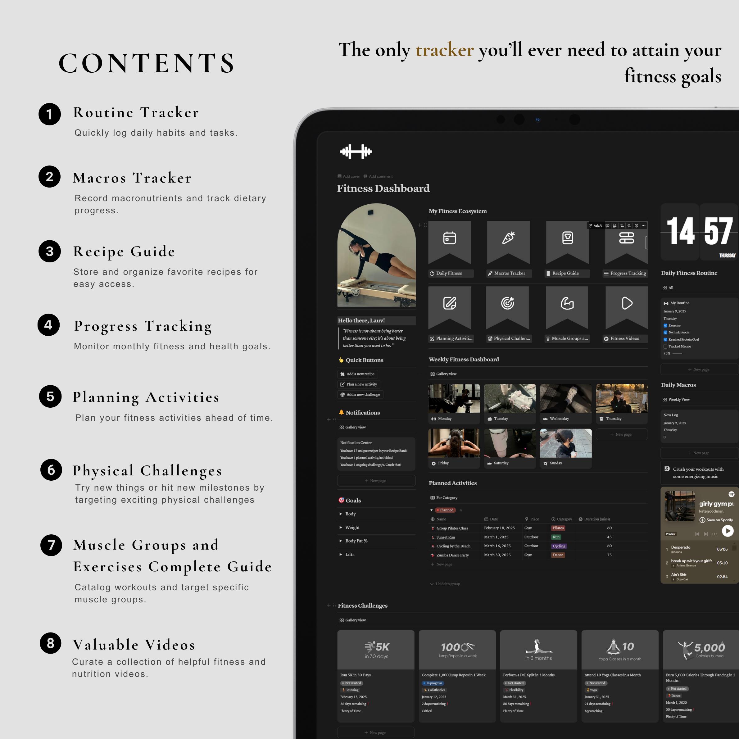Notion Fitness Planner, Notion Template 2025, Notion Weight Loss Planner, Workout Planner, Meal ...