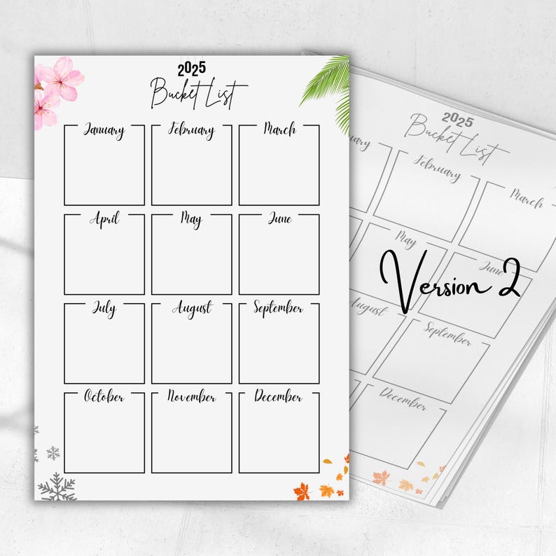 Printable Bucket List 2025, Life Goals Planner, Check List Template ...