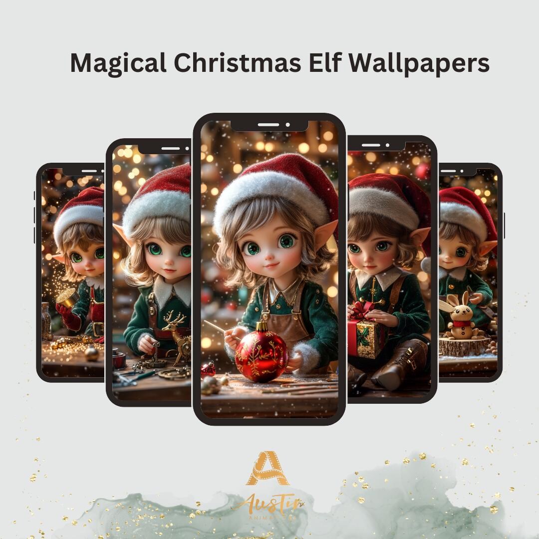 Christmas Elf Phone Wallpapers – Cozy Holiday Art (digital Download) - Etsy