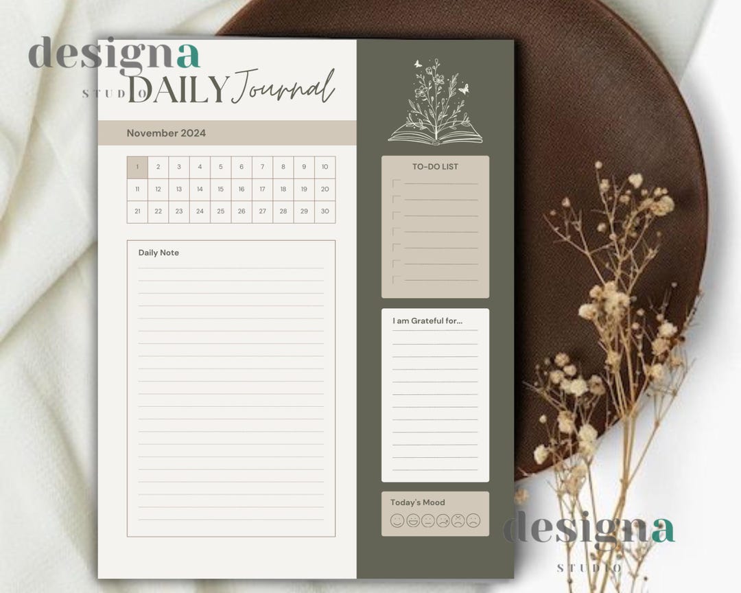 PRINTABLE November 2024 Daily Journal, Digital Journal, 30 Day Journal ...