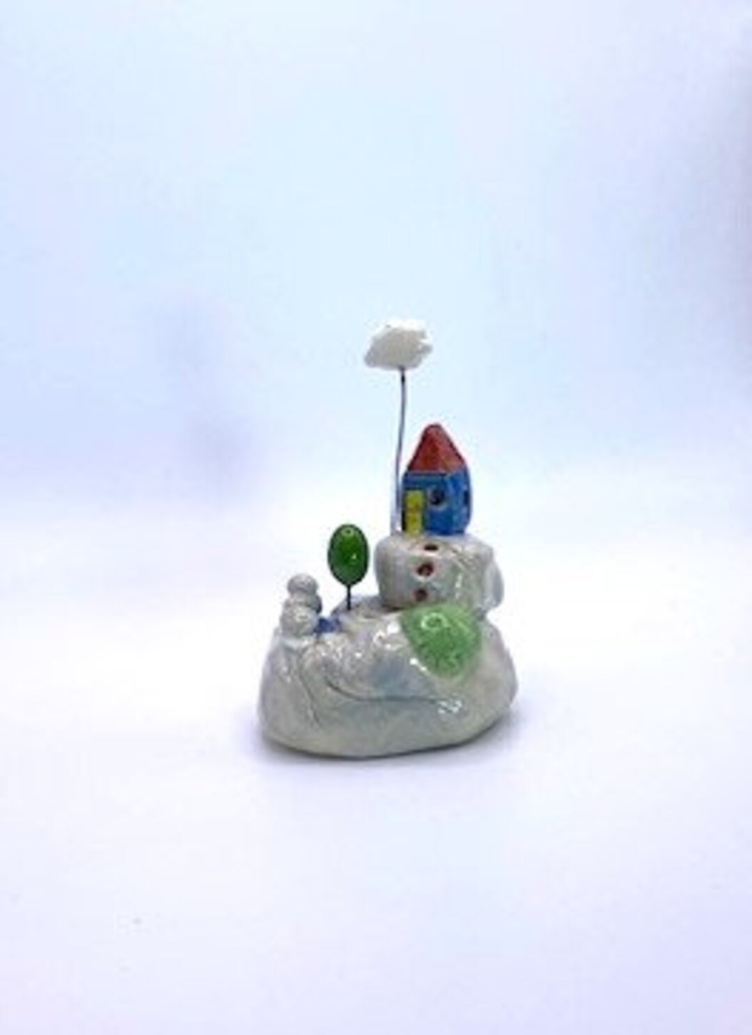 Tiny Ceramic House Little Clay House 'blue House on a Rock' - Etsy