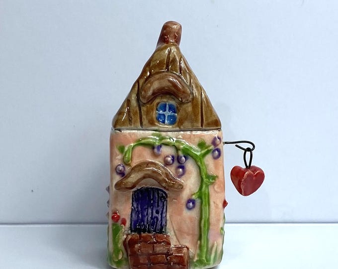 Small Ceramic 'eyebrow' House - Rustic Miniature Pottery Cottage ...