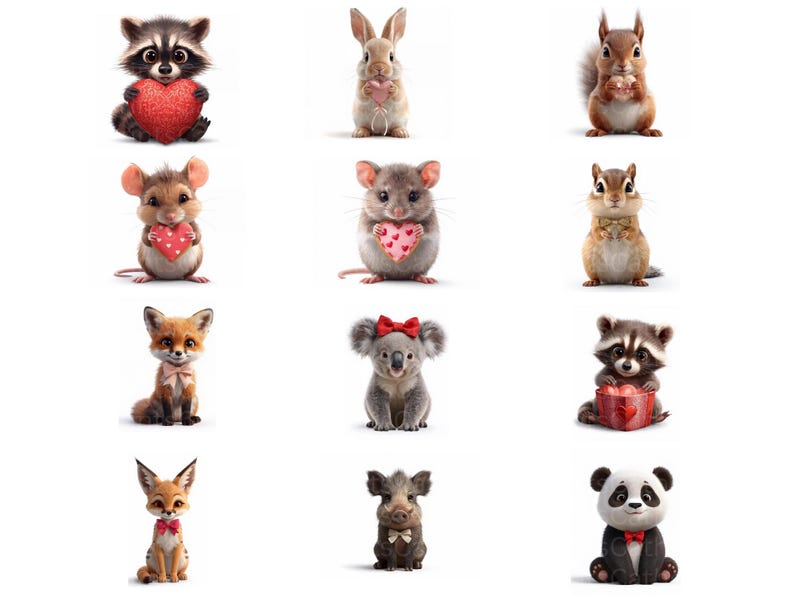 Valentine Clipart, Woodland Animals, PNG Bundle, Forest Animal ...