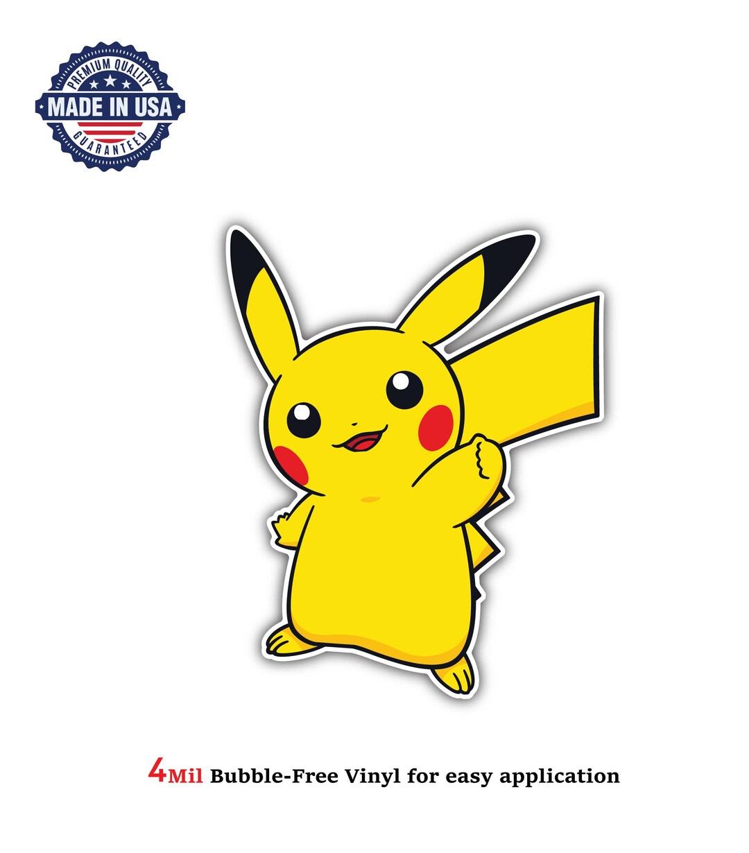 PIKACHU POKEMON Vinyl Decal Sticker Car Truck Bumper 4mil Bubble Free ...
