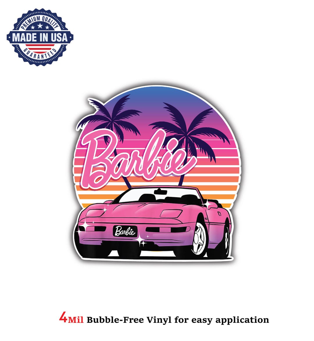 BARBIE CAR KIDS Movie Cars Vinyl Decal Sticker Car Truck Bumper 4mil ...
