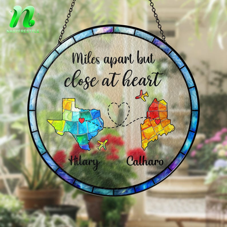 Personalized Long Distance Suncatcher: State to State Stained Glass ...