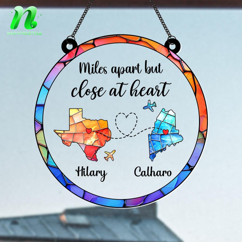 Personalized Long Distance Suncatcher: State to State Stained Glass ...