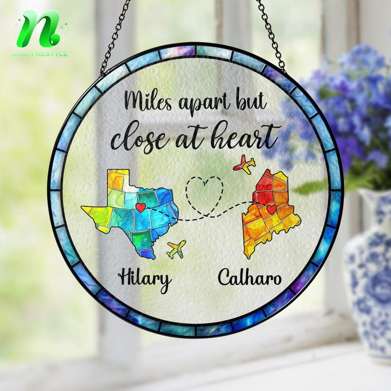 Personalized Long Distance Suncatcher: State to State Stained Glass ...