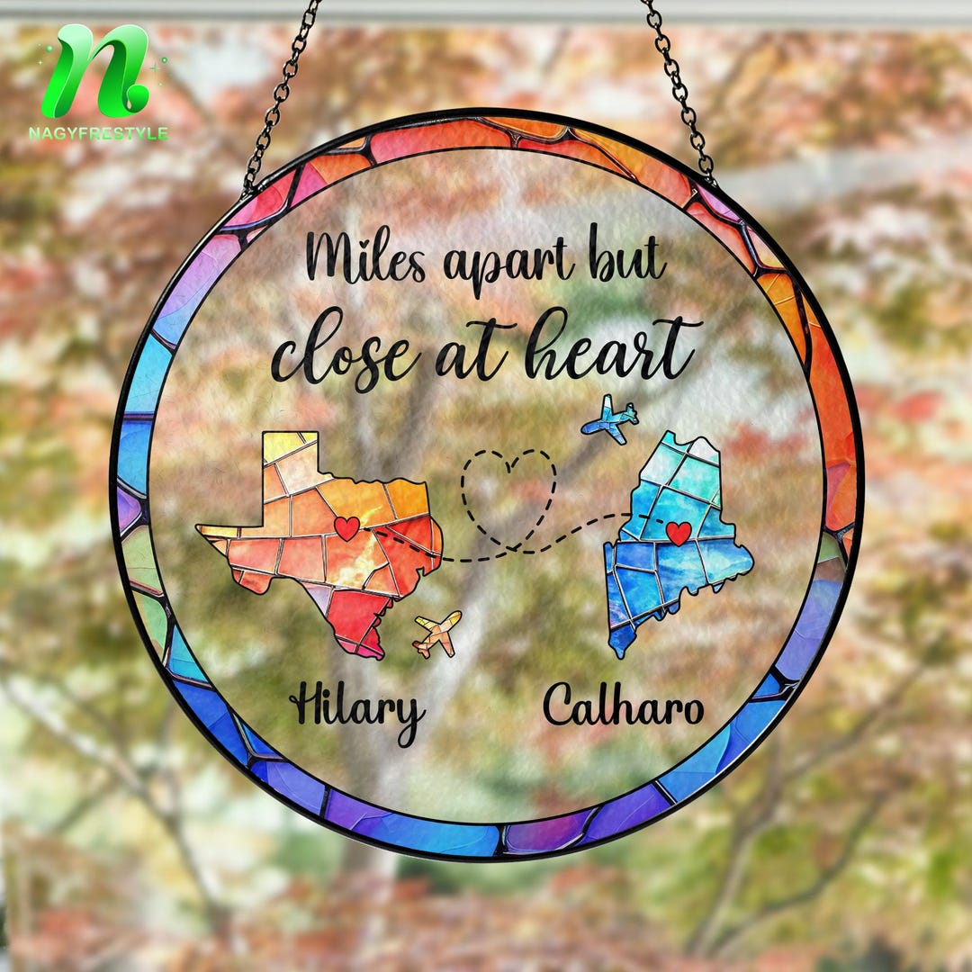 Personalized Long Distance Suncatcher: State to State Stained Glass ...