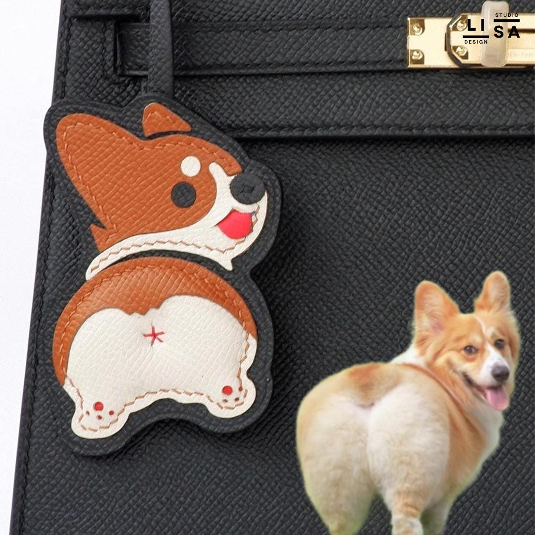 Corgi Bag Charm, Real Leather Charm, Corgi Keychain, Dog Charm, Bag ...