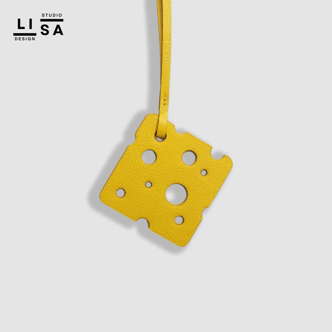Cheese Bag Charm, Real Leather 100% Handmade, Leather Charm, Bag ...