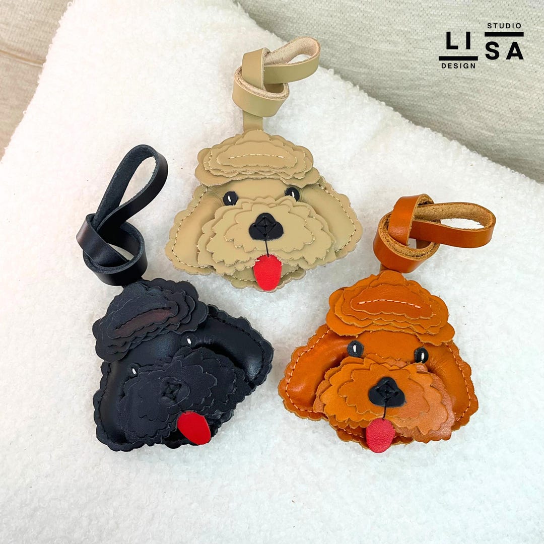 Poodle Bag Charm, Leather Bag Charm, Poodle Keychain, Dog Charm ...