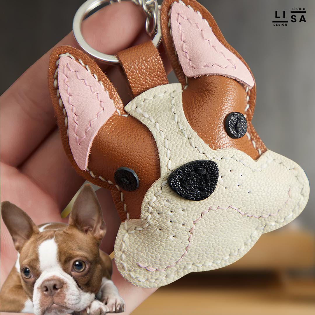 Dog Bag Charm, Real Leather 100% Handmade, Dog Keychain, Dog Charm ...