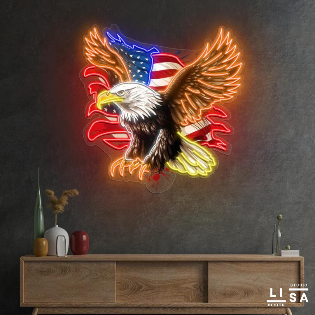 Patriotic Eagle US Flag Led Neon Sign Light, Freedom Neon Sign, Neon ...