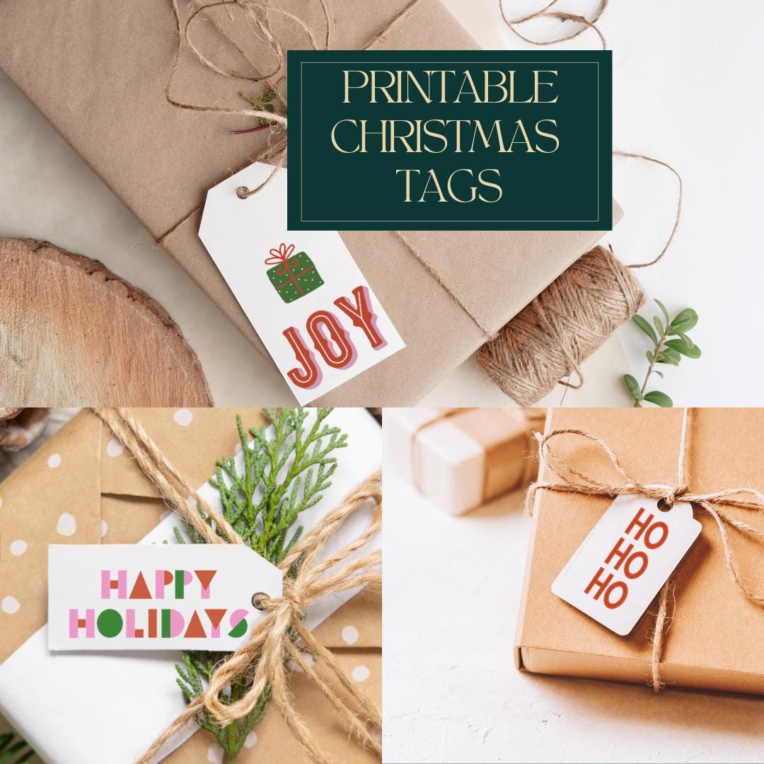 Printable Holiday Gift Tags Variety Set of 6 – Customizable Christmas ...