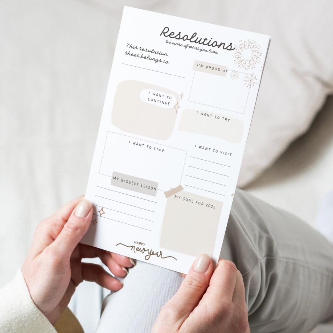 2025 Resolution Card Printable New Year Goals Planner Template ...