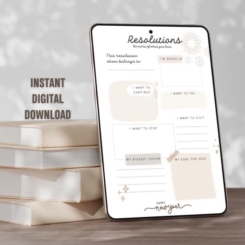 2025 New Year Resolutions Printable: Goal Setting Worksheet (digital ...