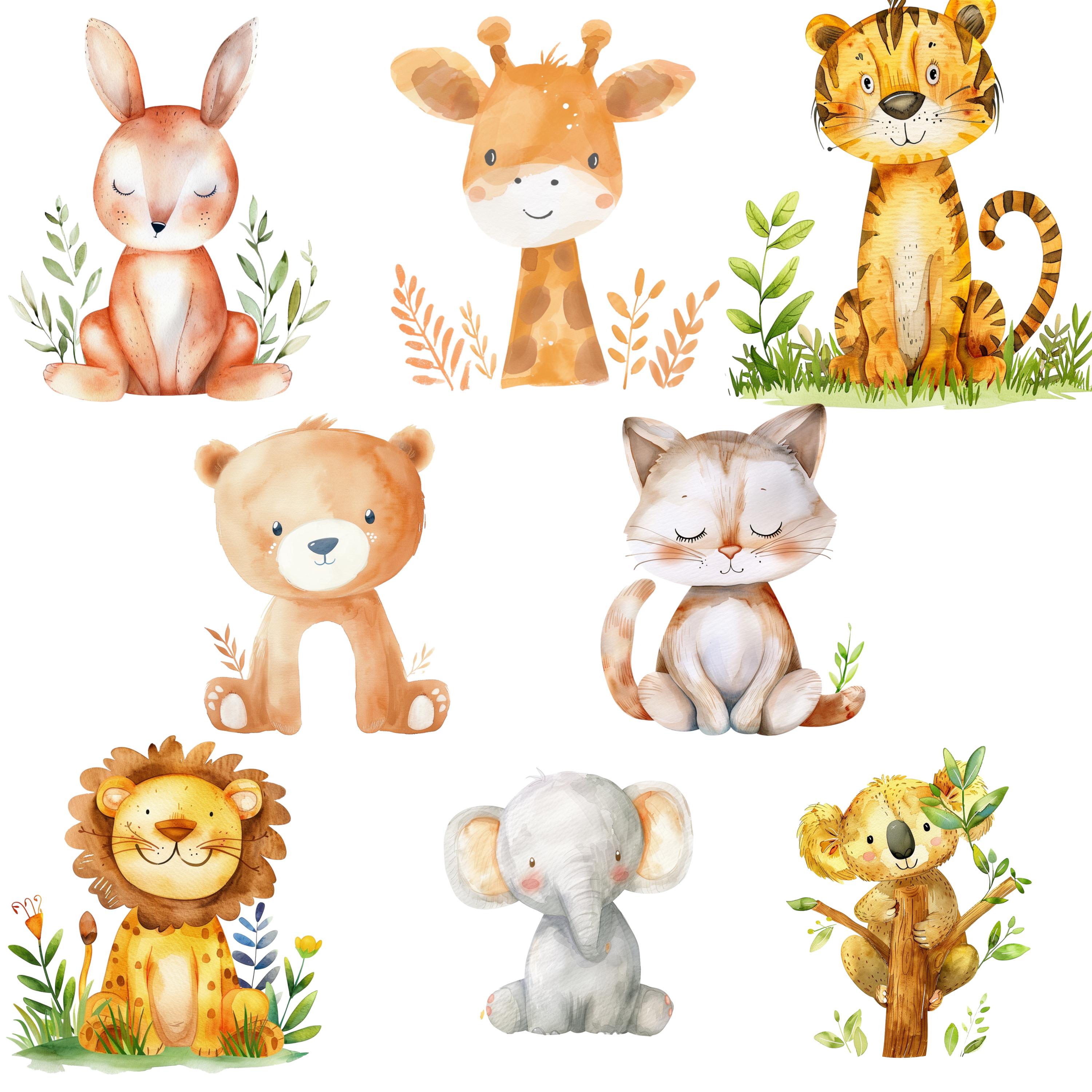 Woodland Animals Watercolor Clipart, Forest Animals Clip Art, Nursery ...