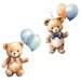 Bear With Balloons Watercolor, Clipart PNG, Digital Download, Teddy ...
