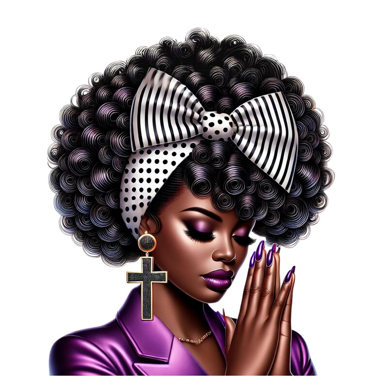 Black Girl Praying Clipart, Black Girl Clipart Bundle, African American Women in Prayer, Planner ...