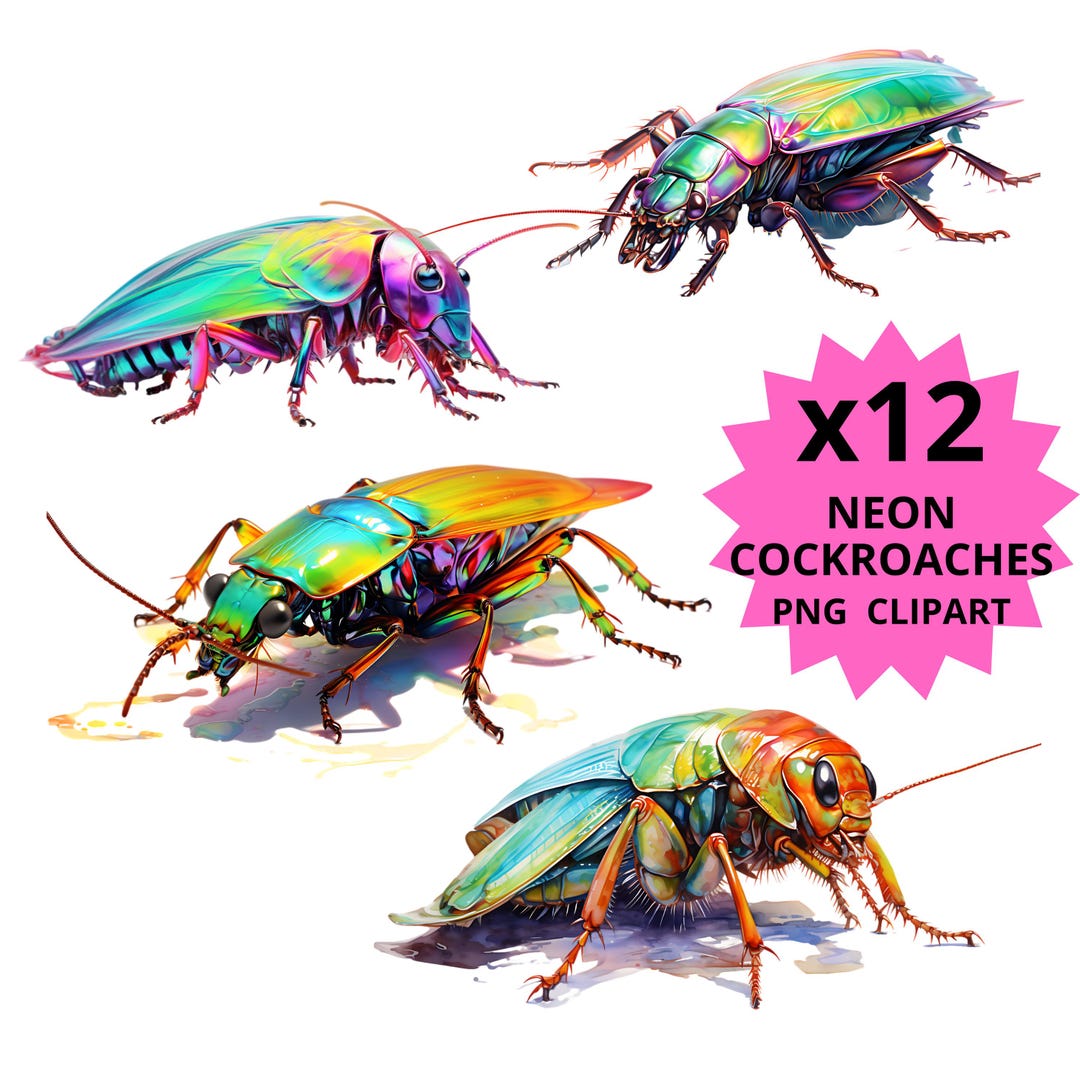 12 PNG Neon Cockroaches, Clipart Cockroaches, Paper Crafts, Junk ...