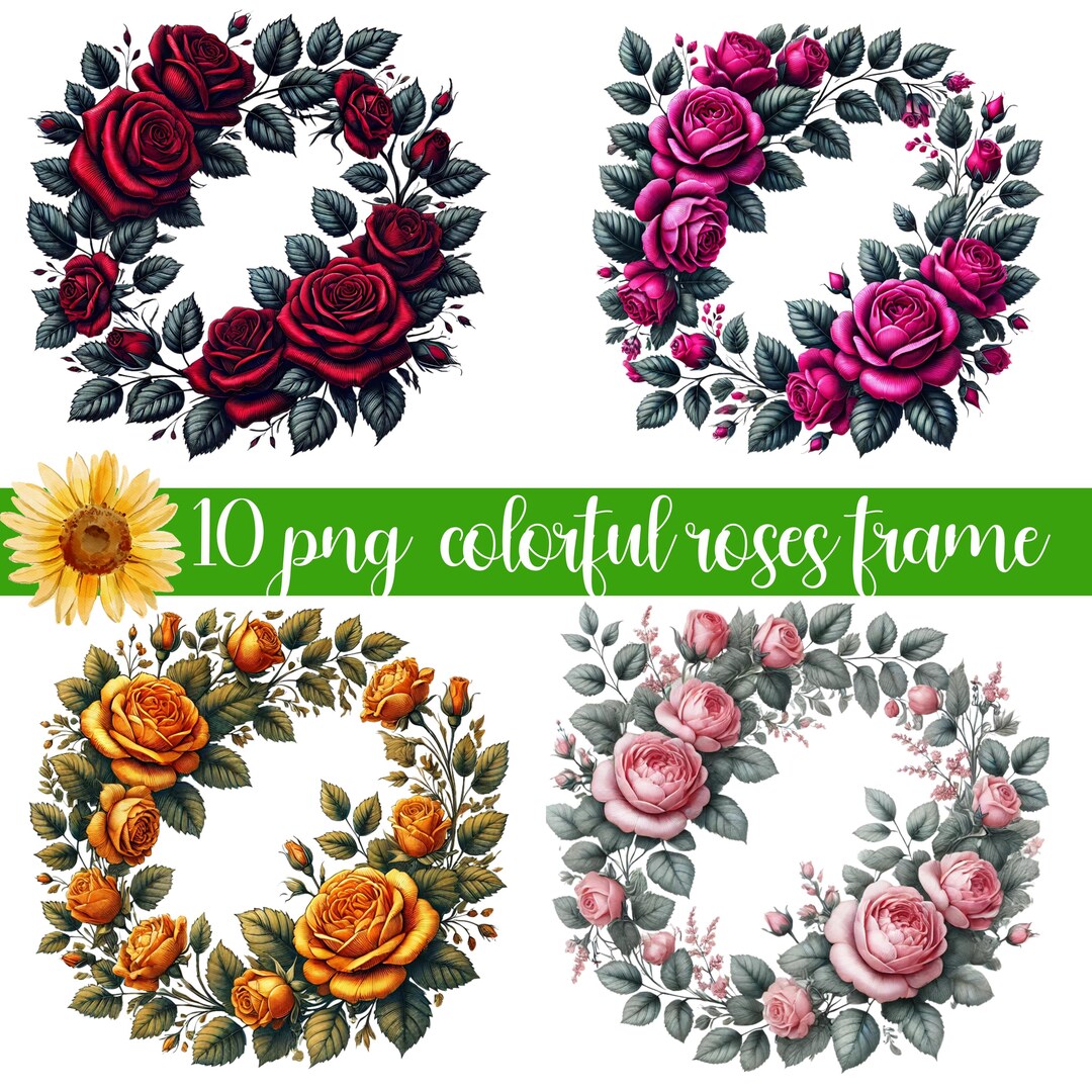 Pink Roses Frame Clipart, Pink Roses Png, Floral Frame Clipart ...