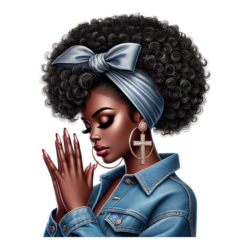 Black Girl Praying Clipart, Black Girl Clipart Bundle, African American Women in Prayer, Planner ...