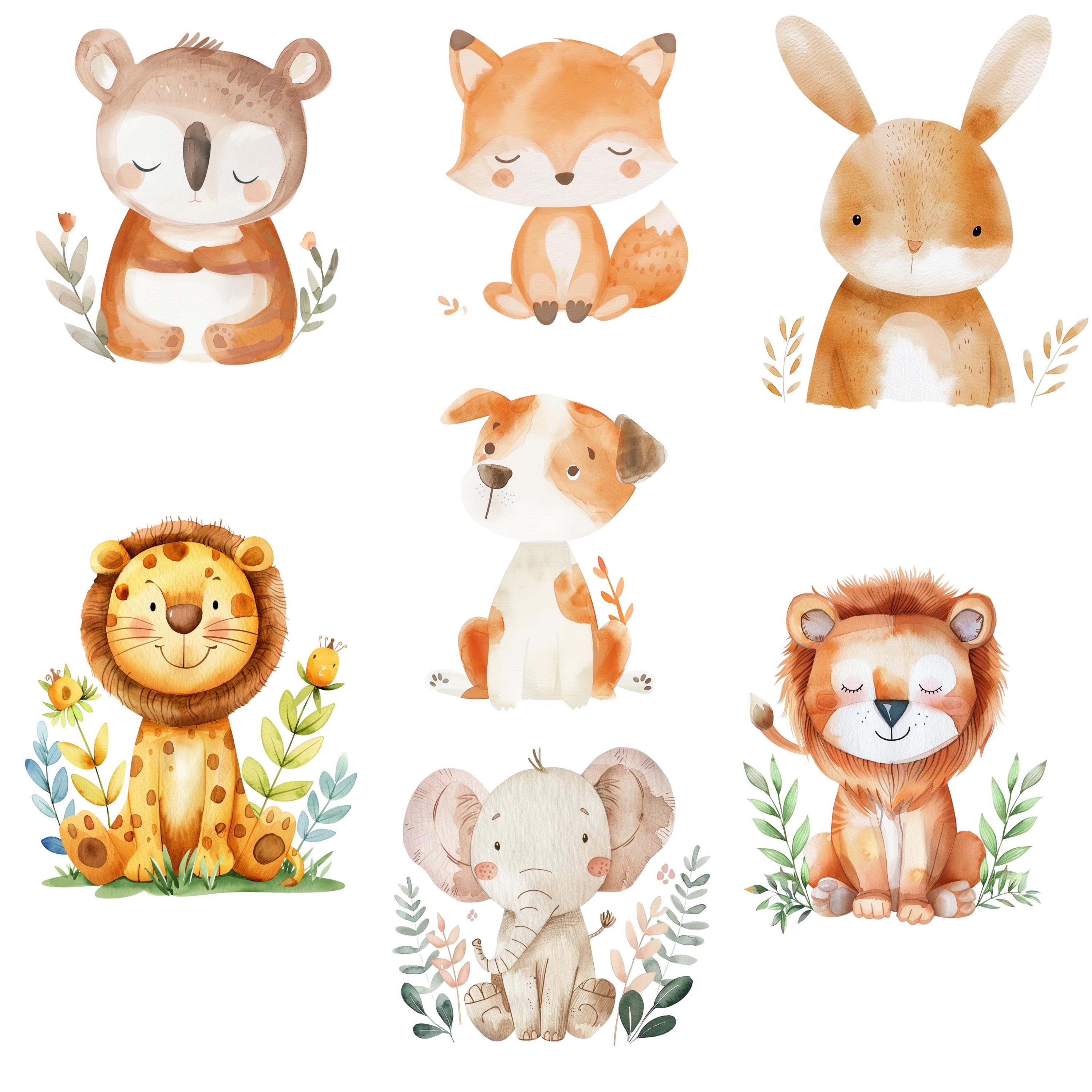 Woodland Animals Watercolor Clipart, Forest Animals Clip Art, Nursery ...