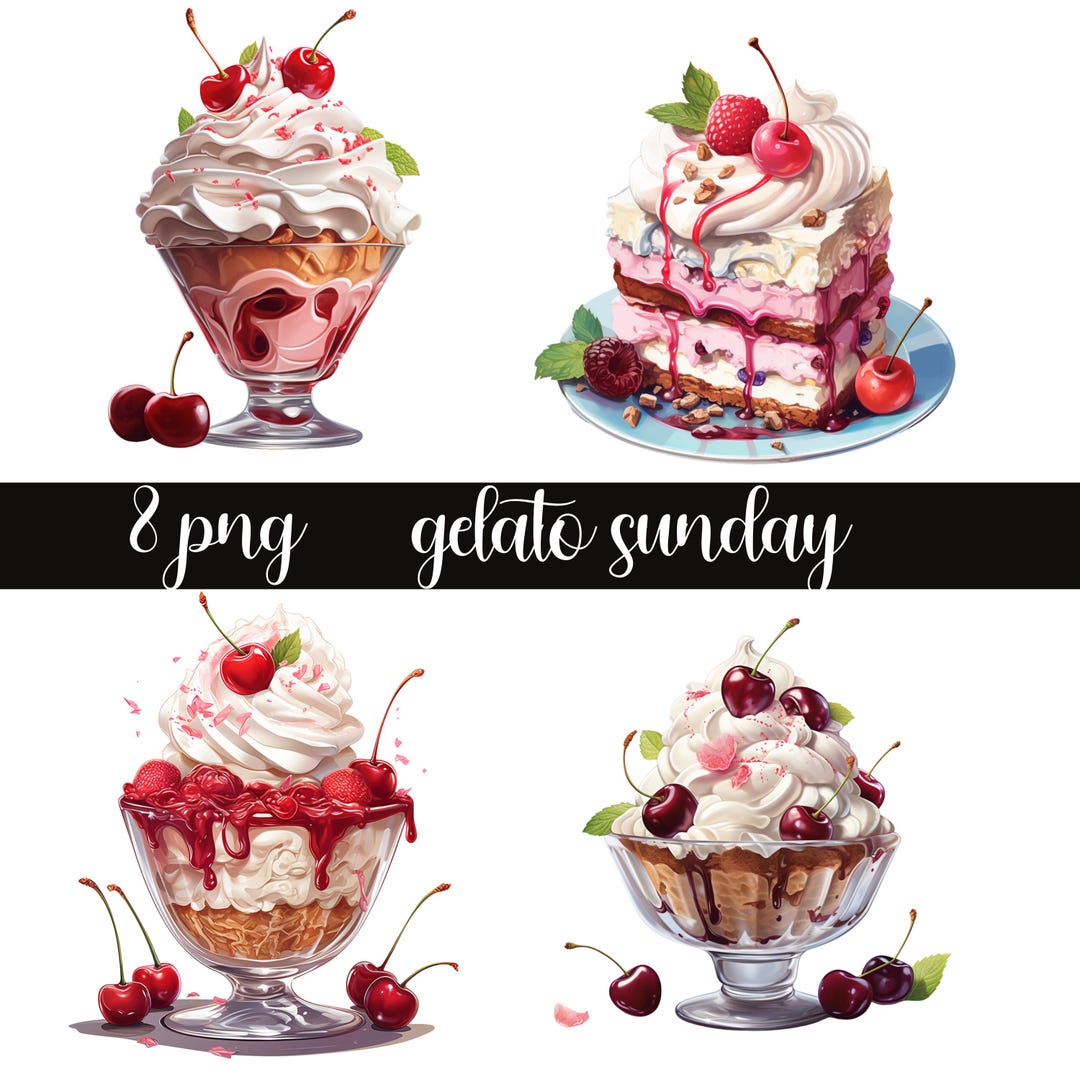 Gelato Sunday Png, Icecream, Watercolor Sweets, Pastel Dessert Png ...