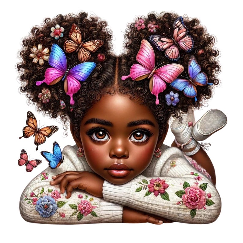 Cute Little Mix Girl Clipart, Chibi Girl Clipart,afro Girl Clipart ...