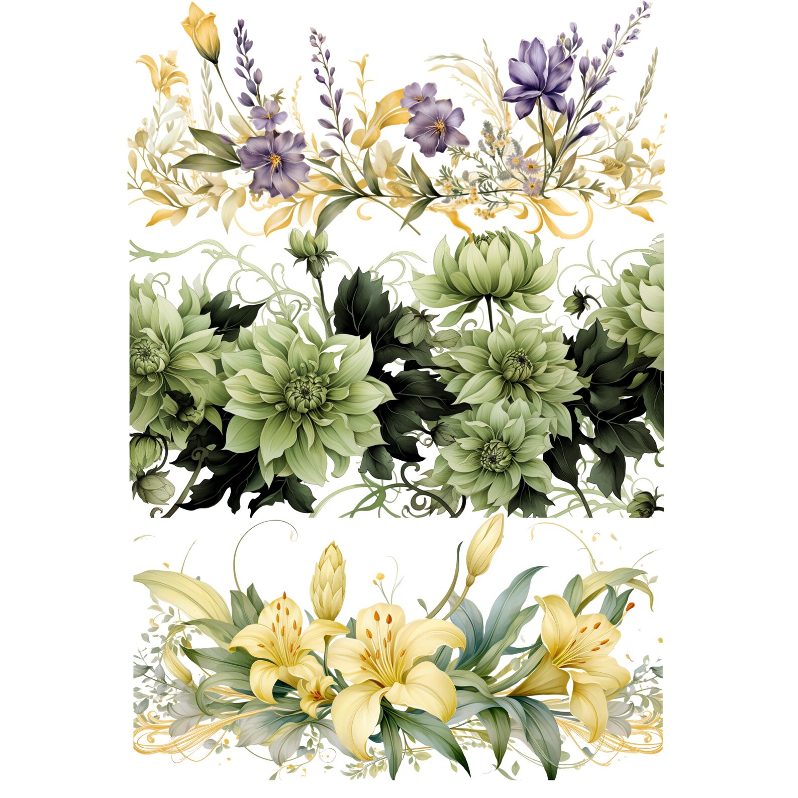 Flower Border, Floral Clipart, Seamless Flower Border, Wildflower Clip ...