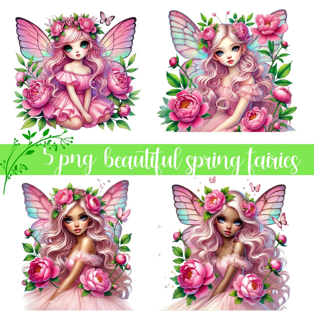 Beautiful Spring Fairy, Spring Fairy Clipart Bundle Png, Spring Fairy ...