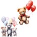 Bear With Balloons Watercolor, Clipart PNG, Digital Download, Teddy ...