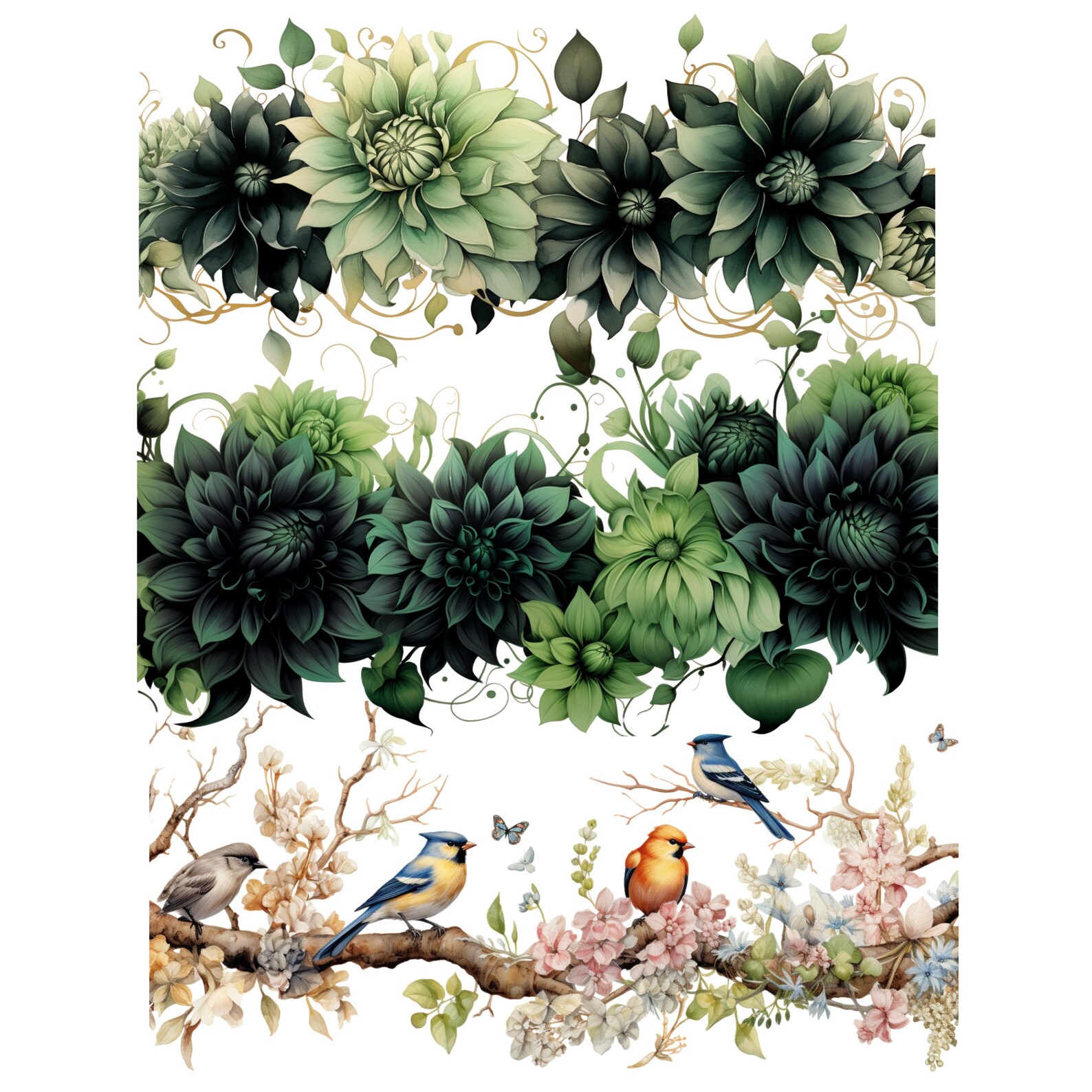 Flower Border, Floral Clipart, Seamless Flower Border, Wildflower Clip ...