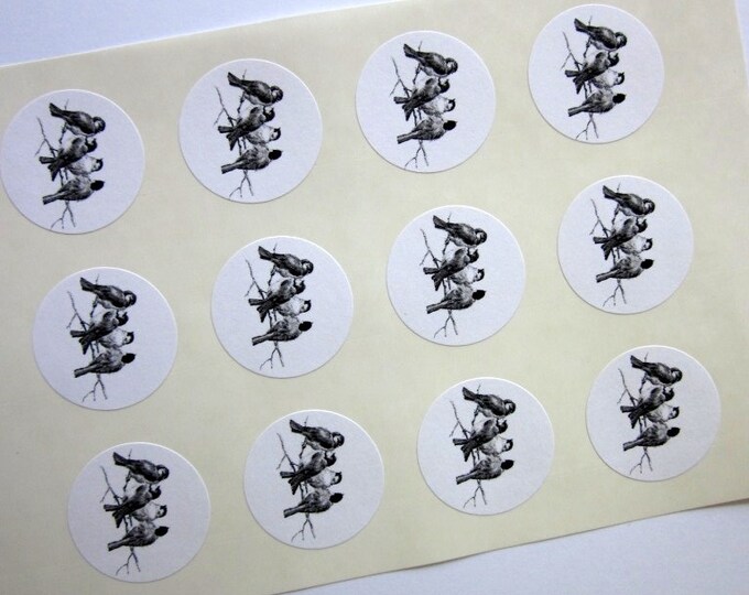 Birds on a Wire Stickers One Inch Round Seals | Etsy
