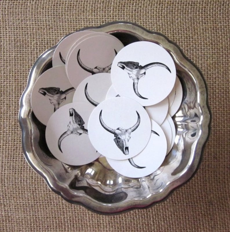 Ox Skull and Horns Round Paper Gift Tags Set of 10 - Etsy
