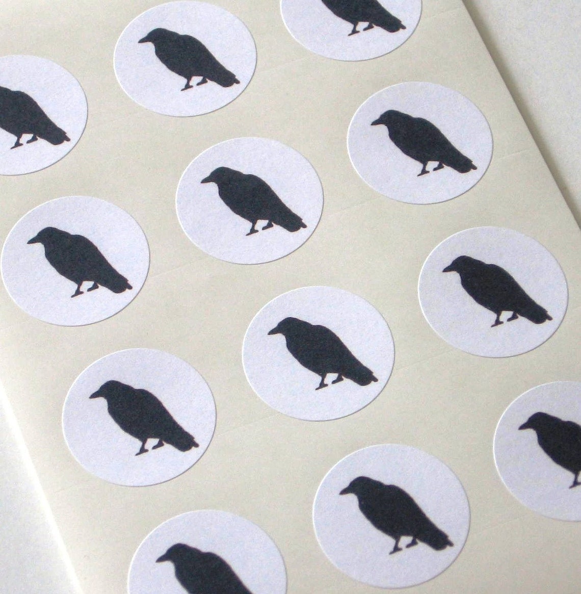 Crow Silhouette Stickers One Inch Round Seals - Etsy