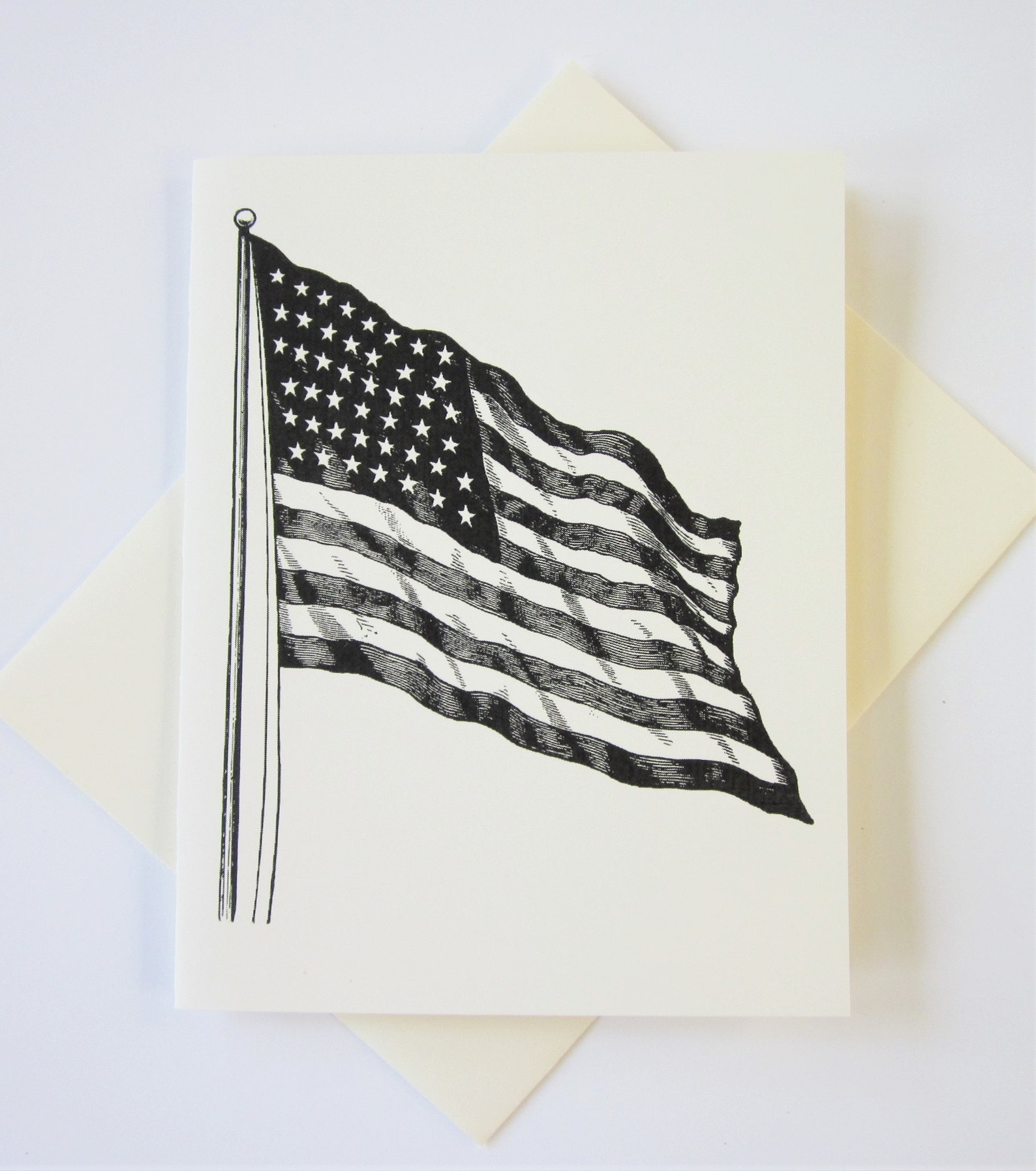American Flag Note Cards Stationery Set of 10 Cards in White - Etsy