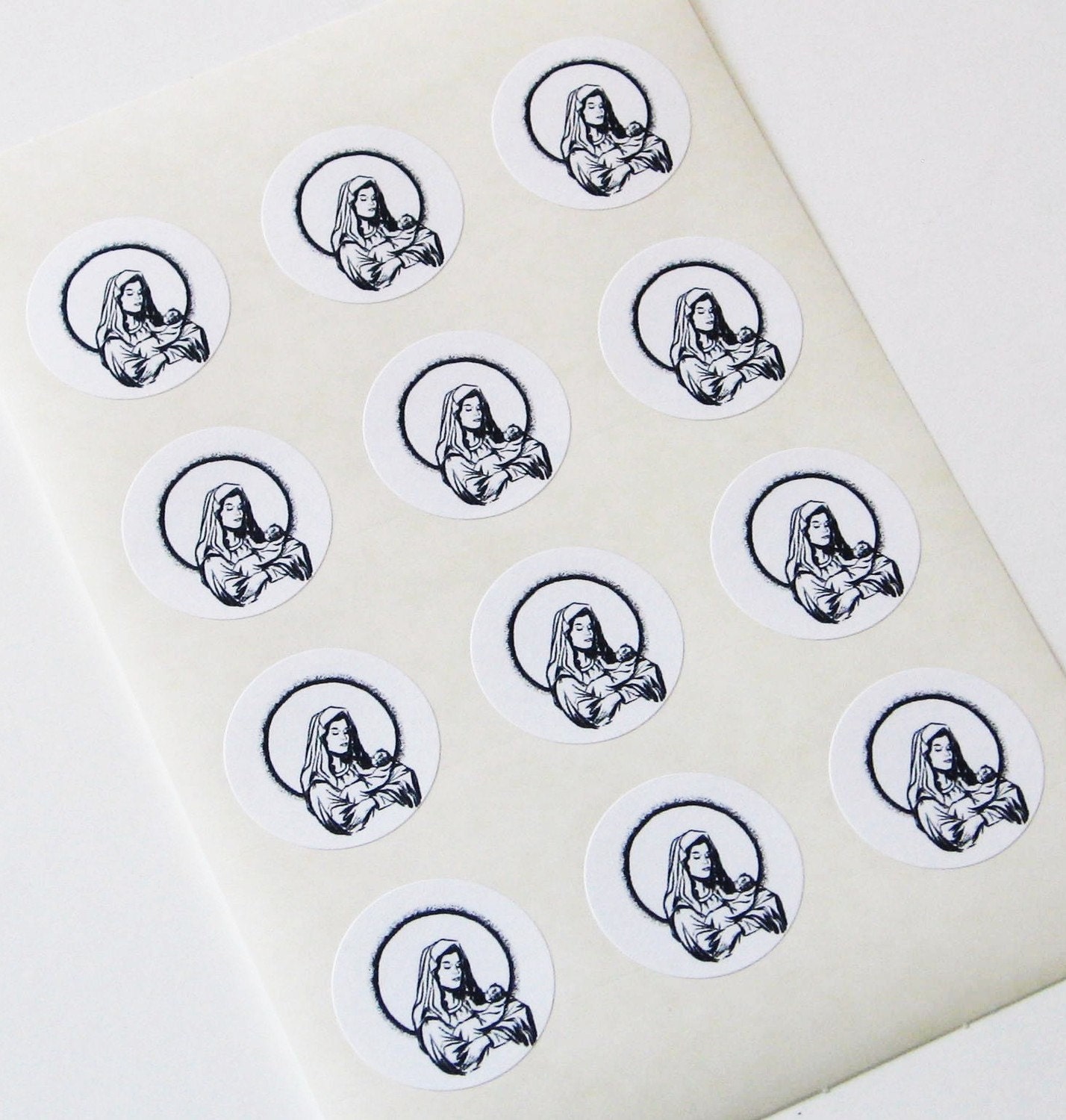 Virgin Mary Stickers One Inch Round Seals - Etsy