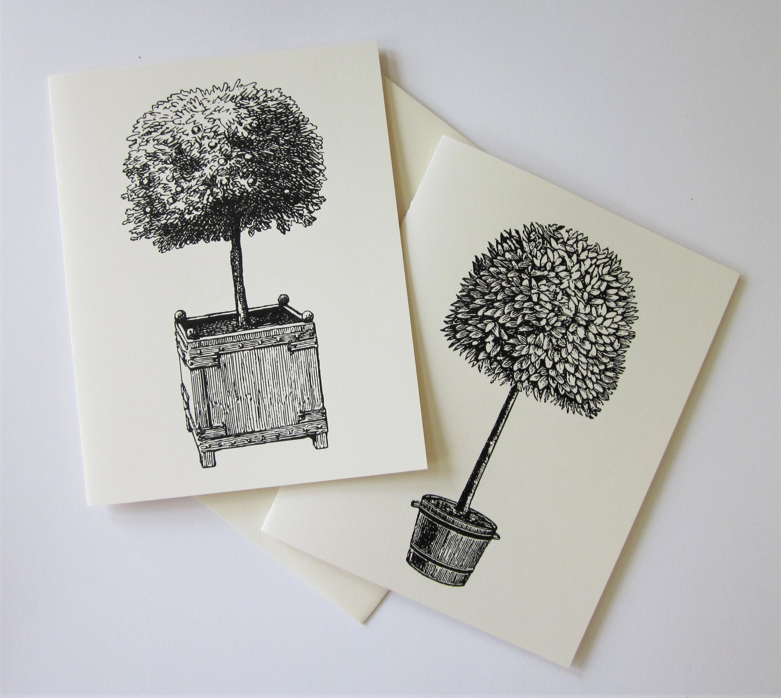 Topiary Trees Note Cards Set of 10 With Matching Envelopes - Etsy