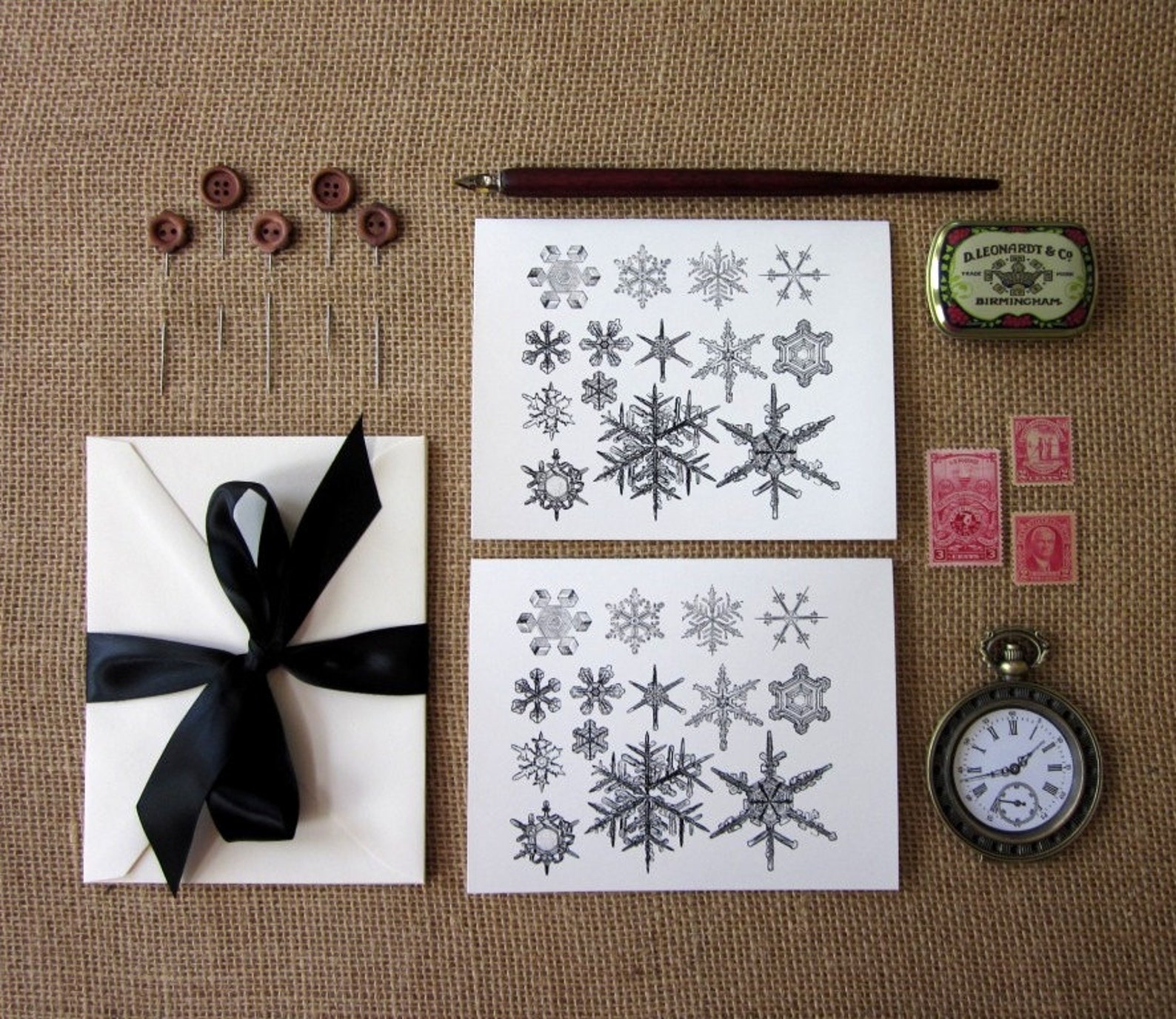 Snowflake Note Cards Set of 10 With Matching Envelopes - Etsy
