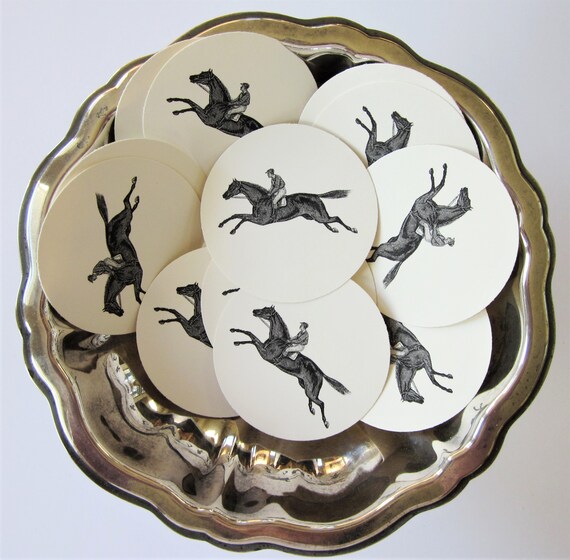 Jockey Rider Racing Horse Tags Round Gift Tags Set of 10 | Etsy