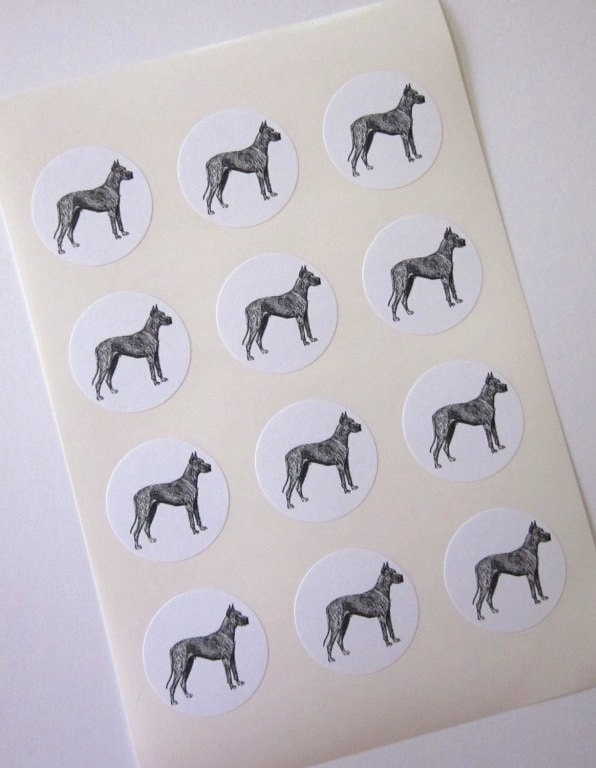 Great Dane Dog Stickers One Inch Round Seals | Etsy