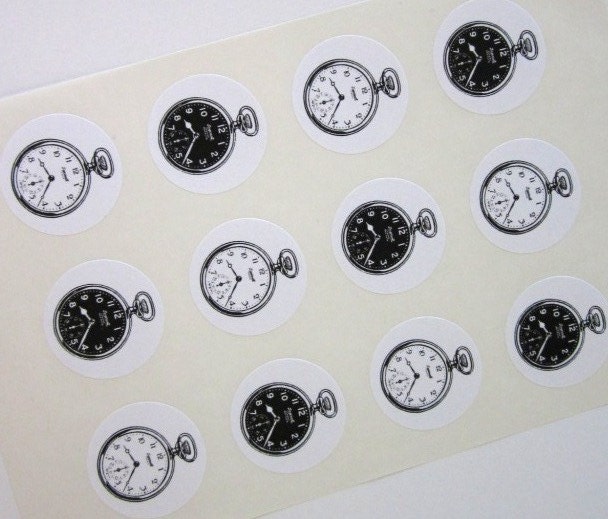 Pocket Watch Stickers One Inch Round Seals | Etsy