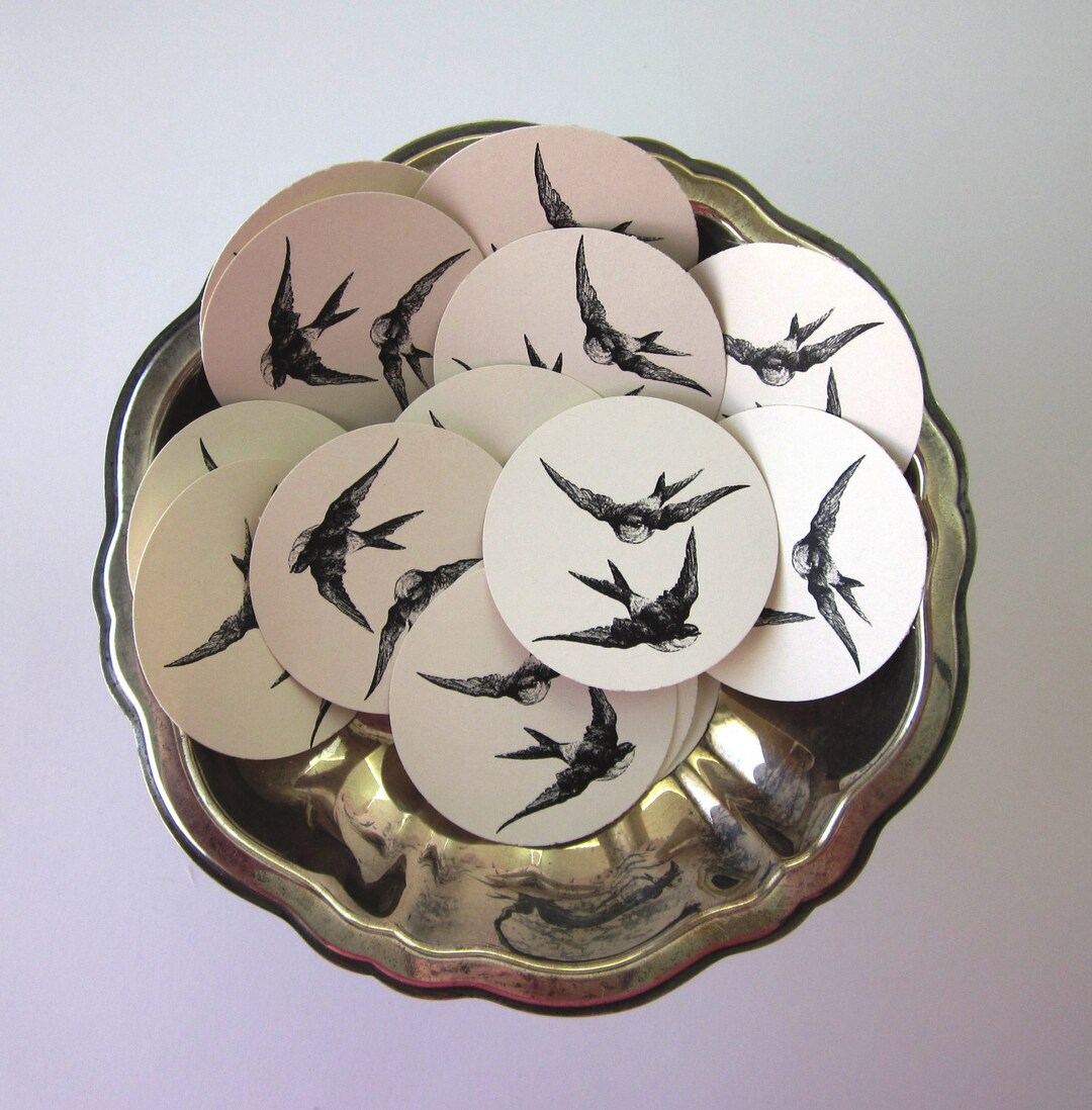 Flying Birds Sparrows Tags Round Paper Gift Tags Set of 10 - Etsy