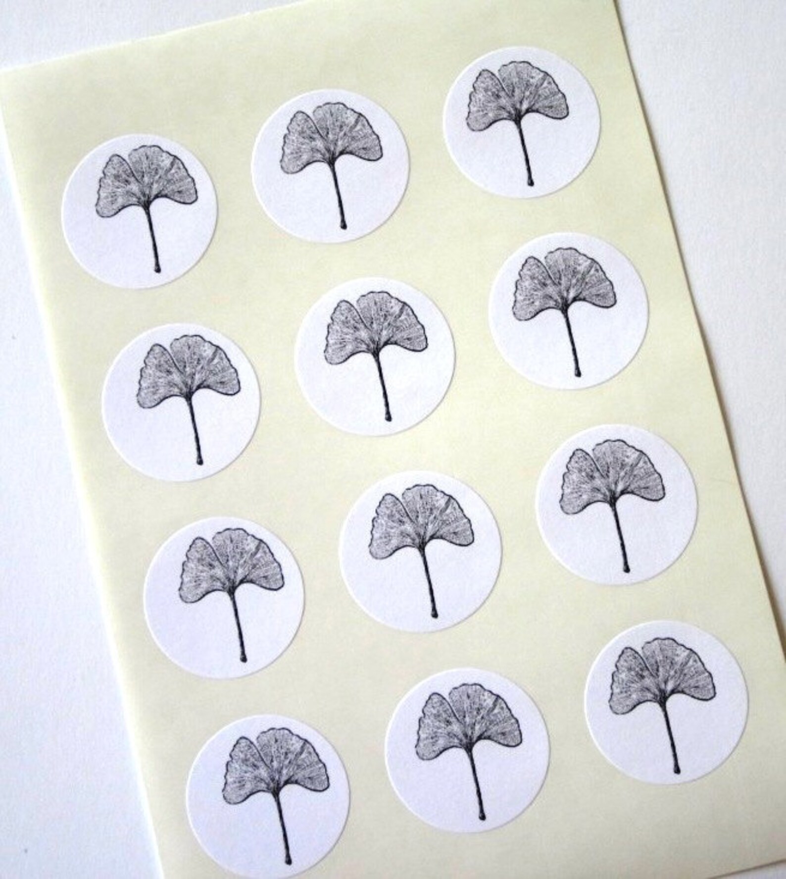 Ginkgo Leaf Stickers One Inch Round Seals | Etsy